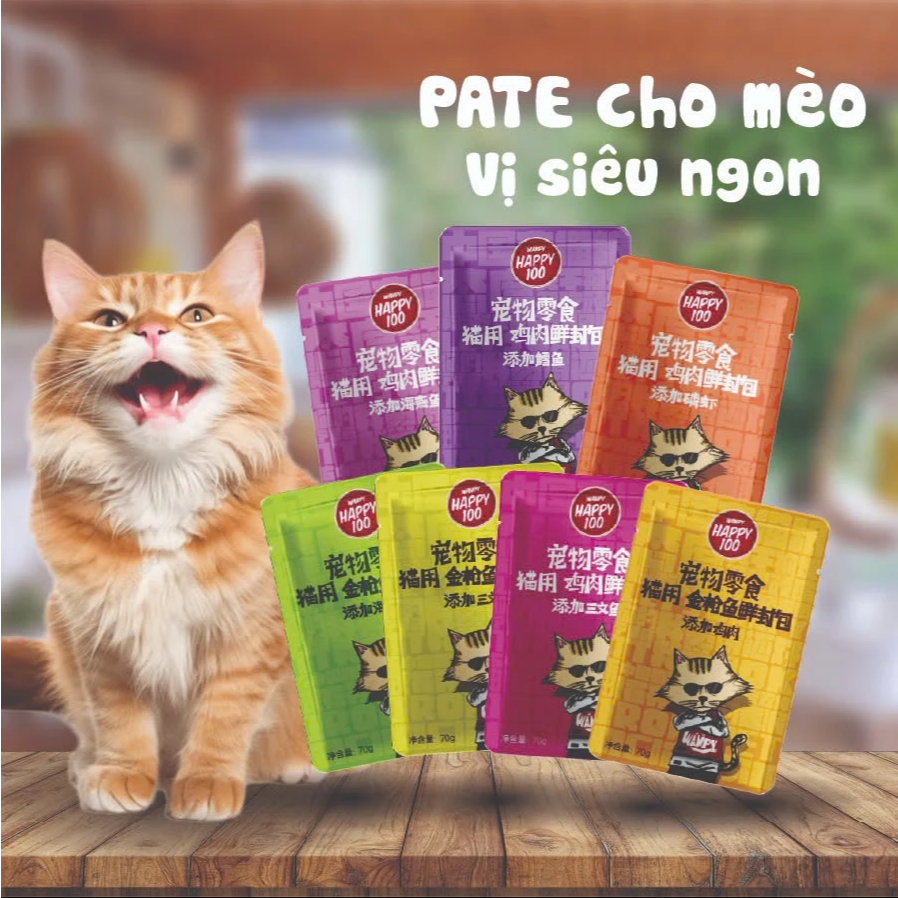 PATE WANPY HAPPY 100 GÓI 70G DINH DƯỠNG CHO MÈO | Shopee Việt Nam