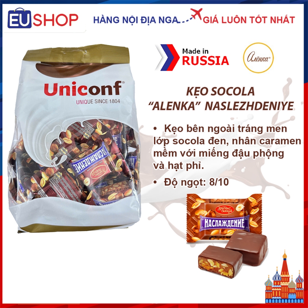 Kẹo Socola “Alenka” Naslezhdeniye Uniconf caramel mềm với đậu phộng và hạt phỉ | Shopee Việt Nam