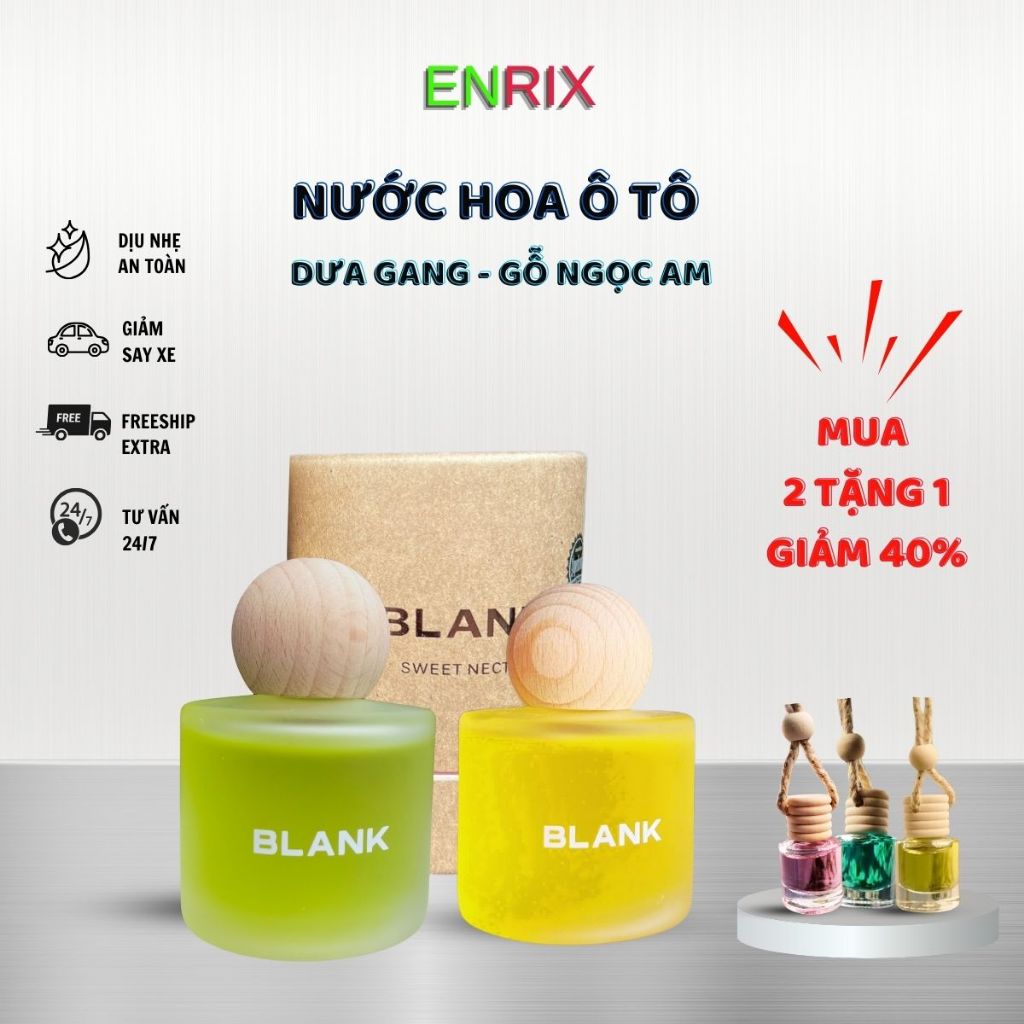 [Combo 2 lọ] Nước hoa ô tô ENRIX cao cấp Gỗ ngọc am + Dưa gang sáp khử ...