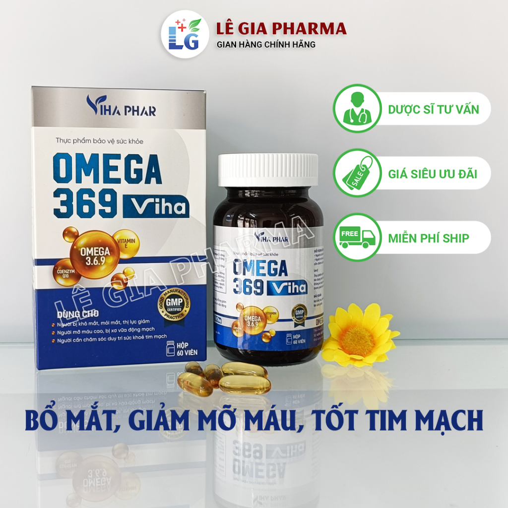 Viên bổ mắt Omega 369 Viha - bổ mắt, giảm mỡ máu, giảm nguy cơ xơ vữa ...