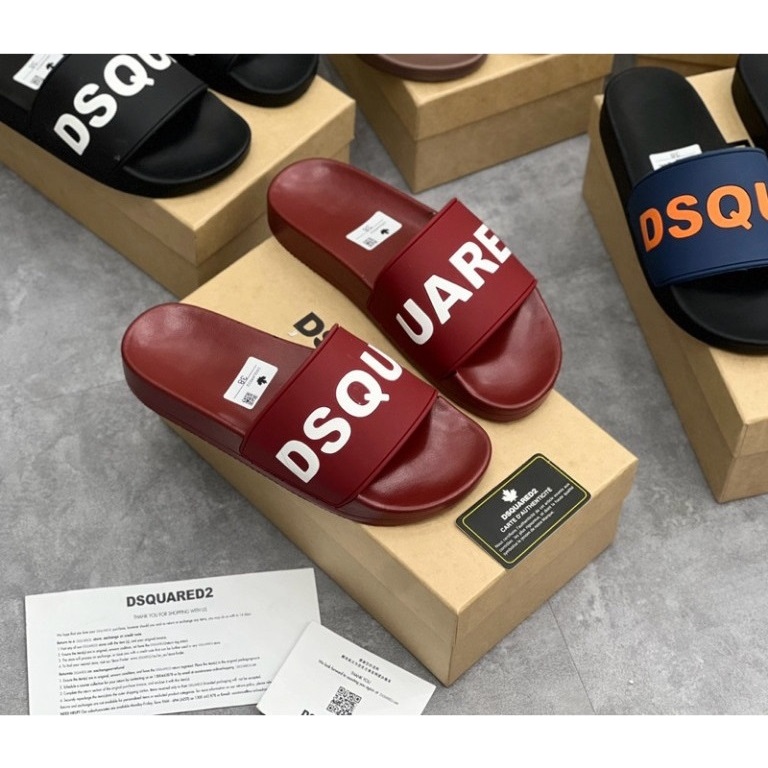 Dép lê nam nữ quai ngang DSQUARED2 đỏ mận, dep DSQ ICON, dép boy phố đế ...