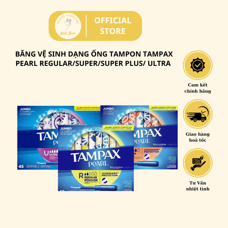 Băng vệ sinh dạng ống Tampon Tampax Pearl Regular/ Super/ Super Plus ...