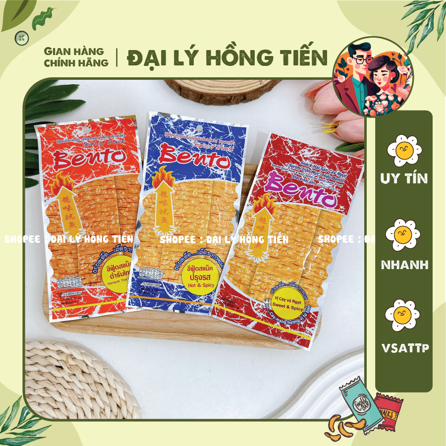 Mực Bento Gói 4g Snack Mực Bento Thái Lan Đủ 3 Vị Mực Bento Siêu Cay ...