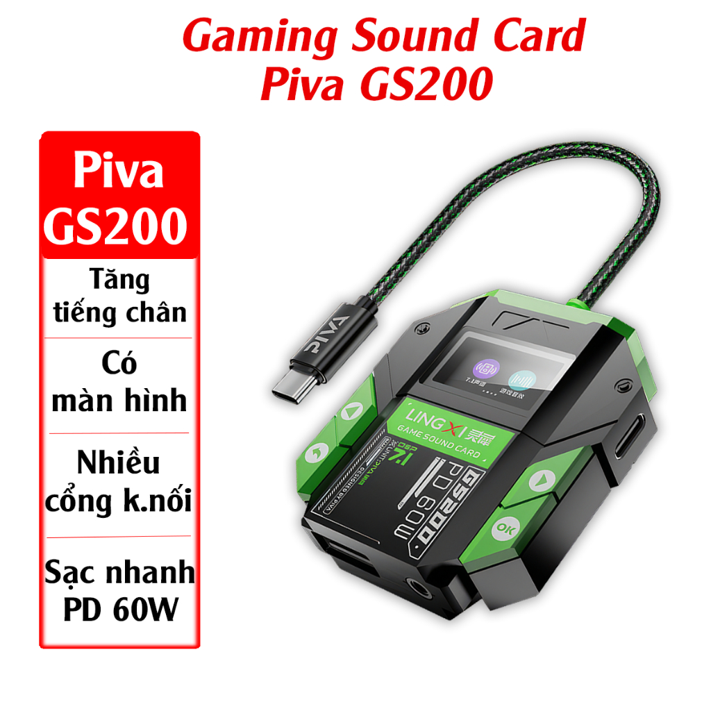 Sound Card Gaming Piva GS200 - Card âm thanh chơi Game chân Type-C giúp tăng tiếng chân PUBG Sạc ...