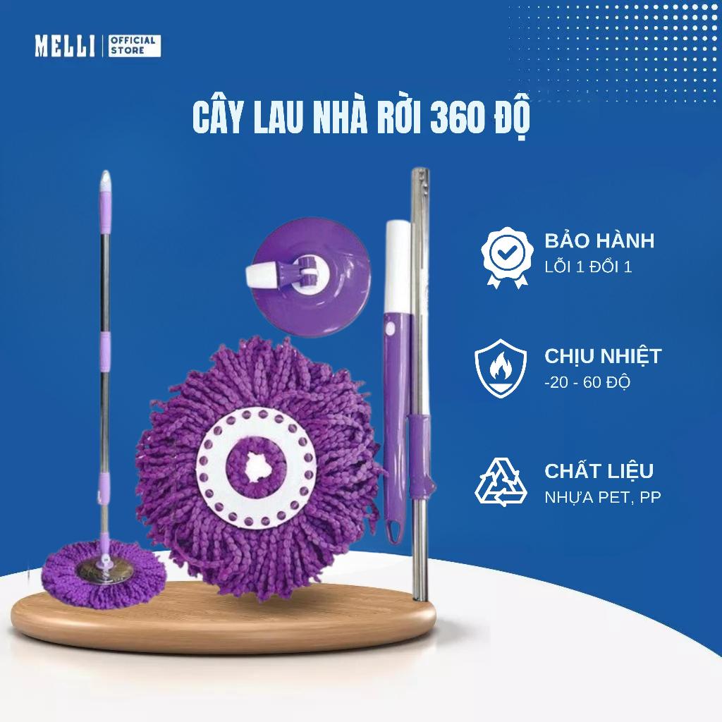Cây Lau Nhà Inox 360 Độ MELLI Mâm Nhựa Cao Cấp, Bộ Cán Chổi Lau Nhà Mâm ...