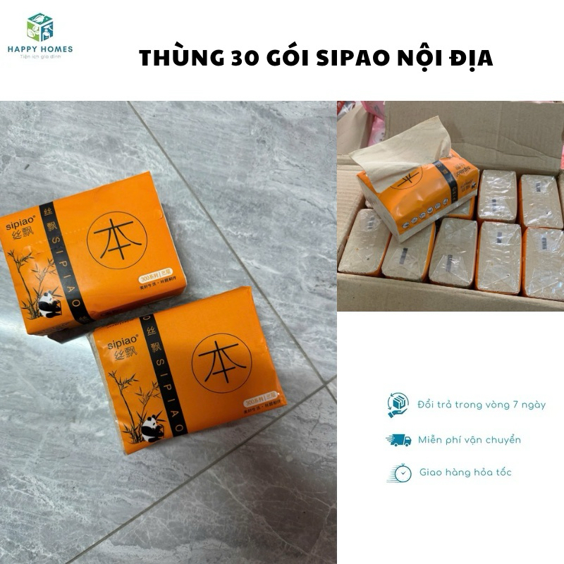 THÙNG 30 GÓI GIẤY SIPAO GẤU NỘI ĐỊA HAPPY HOMES | Shopee Việt Nam