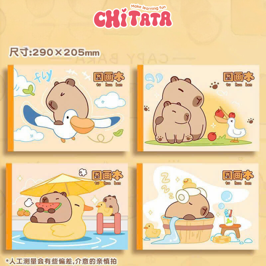 Vở Vẽ Mỹ Thuật A4 Mẫu Capybara 20 Tờ Vở Vẽ Cho Học Sinh Tập Tô Vẽ Hoạt ...
