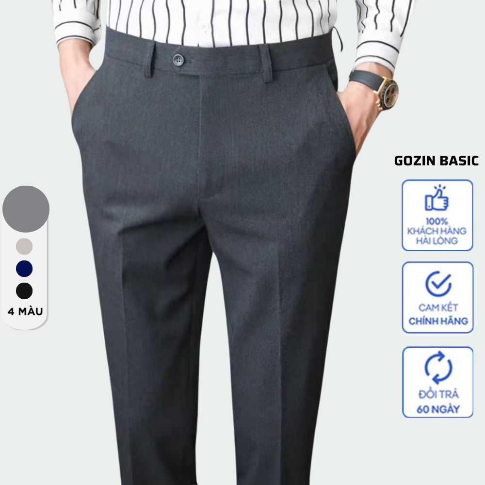 Quần âu nam GOZIN BASIC hàn quốc ống côn, quần tây nam chất vải Vitex ...