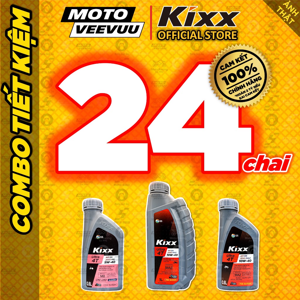 [MTVV] [COMBO 24 CHAI] Dầu Nhớt Tổng Hợp Xe Ga Xe Số Kixx Ultra 5W40 10W40 10W30 1L 800ml Nhập ...