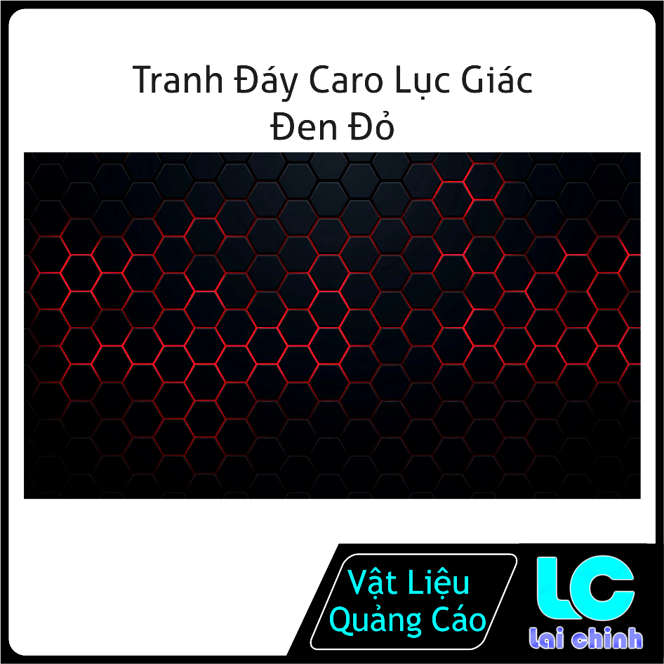 Tranh 3d Decal có sẵn keo Dán Đáy Hồ Cá_Caro Lục Giác Đen Đỏ_Caro Lục ...