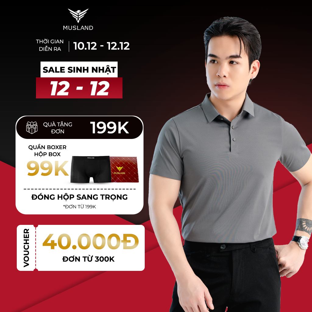 Áo Polo Nam Musland Trơn Seamless Không Đường May, Polo Thoáng Mát Co ...