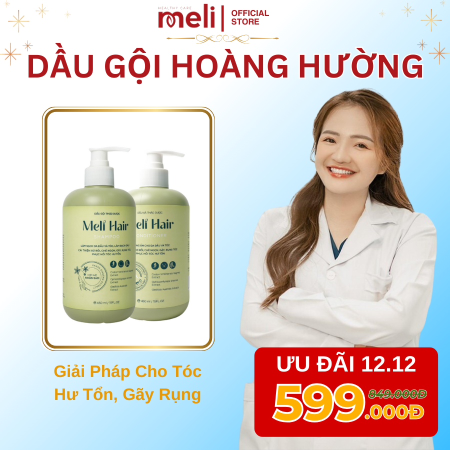 Dầu Gội Xả Hoàng Hường Meli Hair Giúp Tóc Giảm Gãy Rụng, Phục Hồi Tóc ...