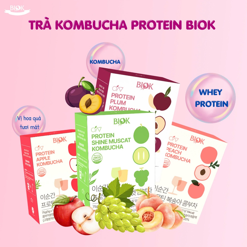 Trà Kombucha Protein Biok Nhập Khẩu Hàn Quốc Vị Trái Cây Hộp 75g* 15 Gói | Shopee Việt Nam
