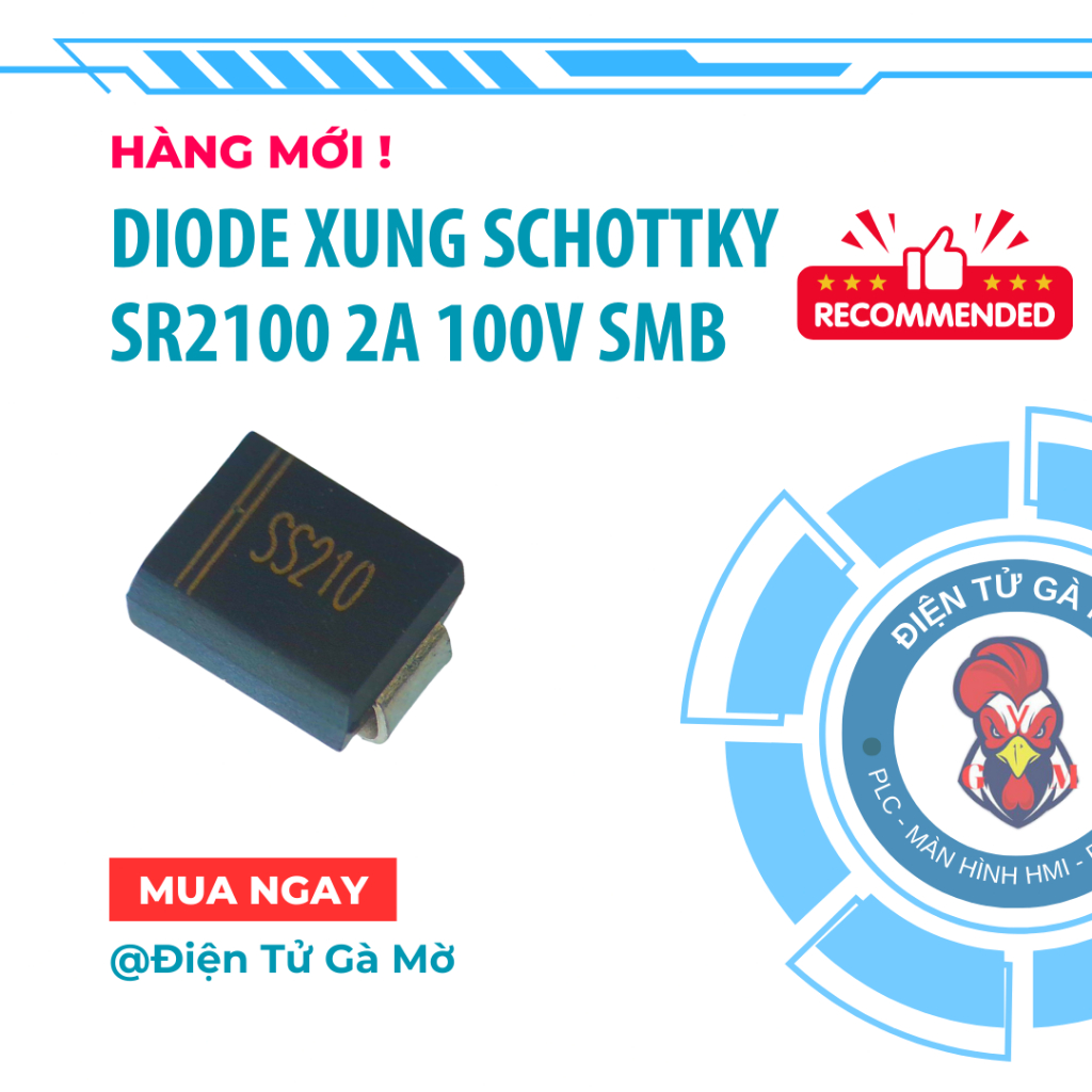 [1 CON] Diode Xung Schottky SR2100 SS210 SB2100 2A 100V SMB 3.5x4.3mm ...