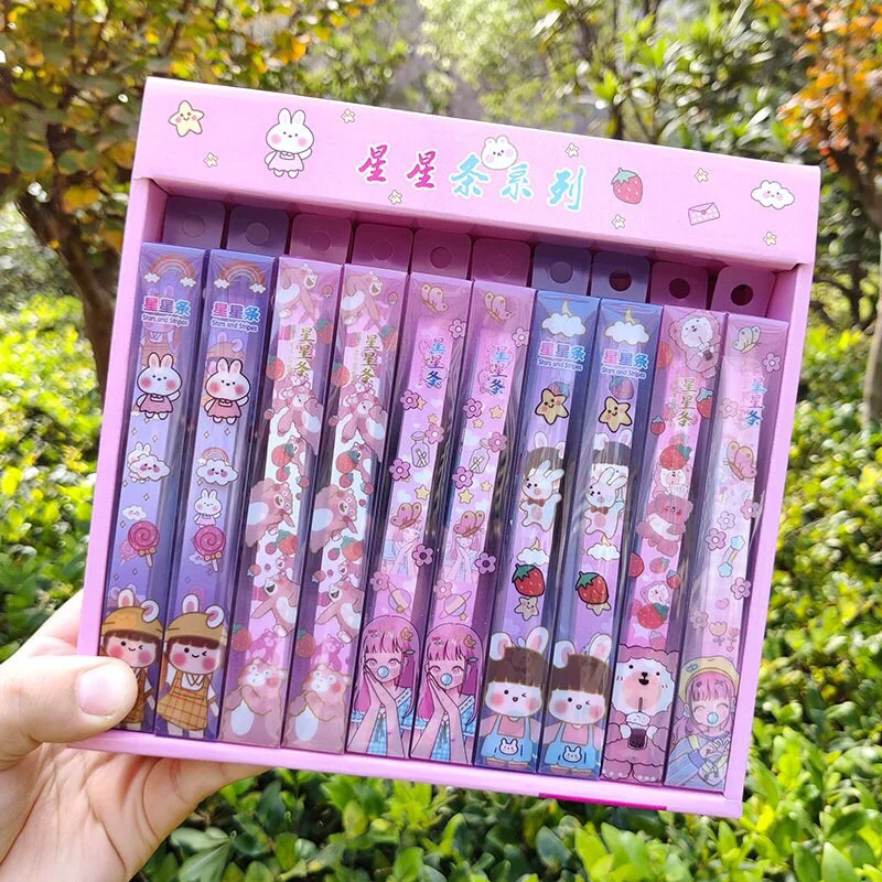 50 tờ giấy gấp sao hoạt hình, set gấp sao màu cầu vồng, set hộp nhựa ...