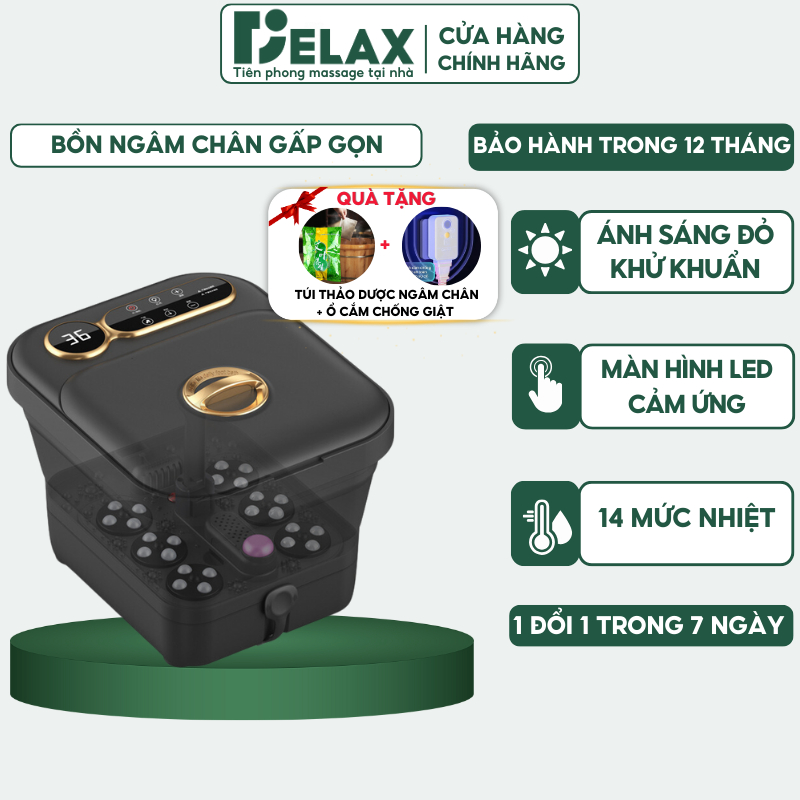 Bồn Ngâm Chân Massage DELAX Gấp Gọn, Mát Xa Bấm Huyệt Kèm 24 Con Lăn ...