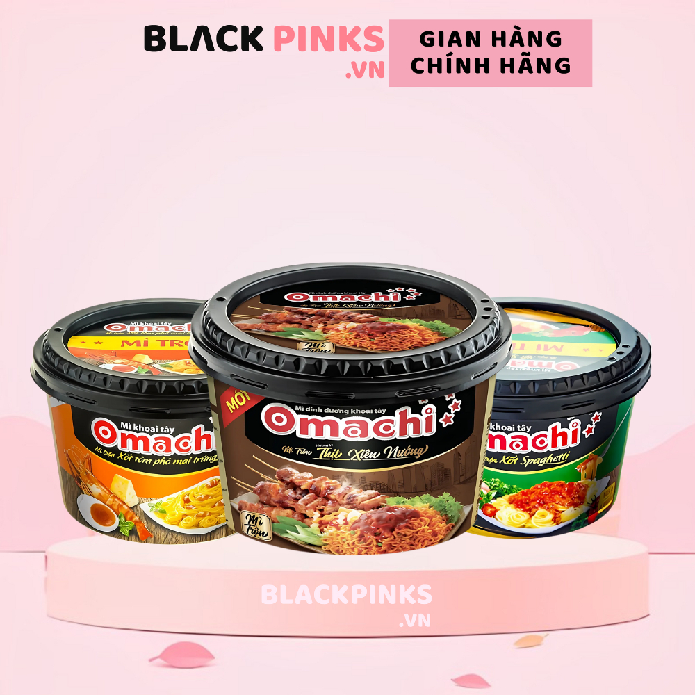 Thùng 12 tô mì trộn Omachi xốt tôm phô mai/spaghetti/thịt xiên nướng 95 ...