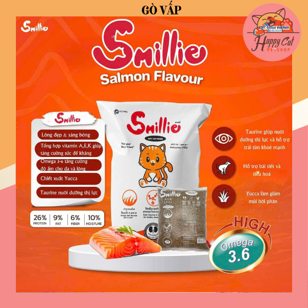 [1Kg] Thức Ăn Hạt Smillie Cho Mèo Trưởng Thành Vị Cá Hồi - Happy Cat ...