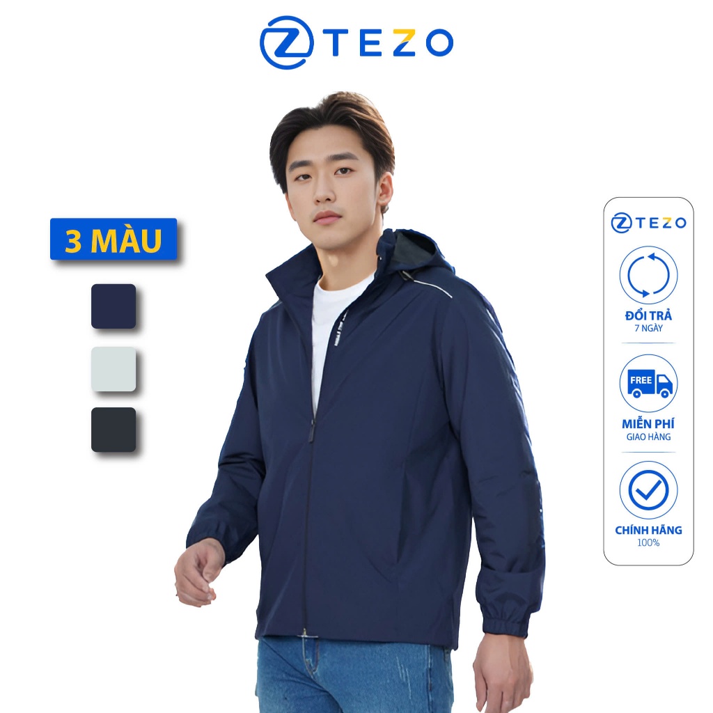 Áo gió nam Tezo có mũ tháo rờichống gió chống nước 24AG2T018 | Shopee Việt Nam