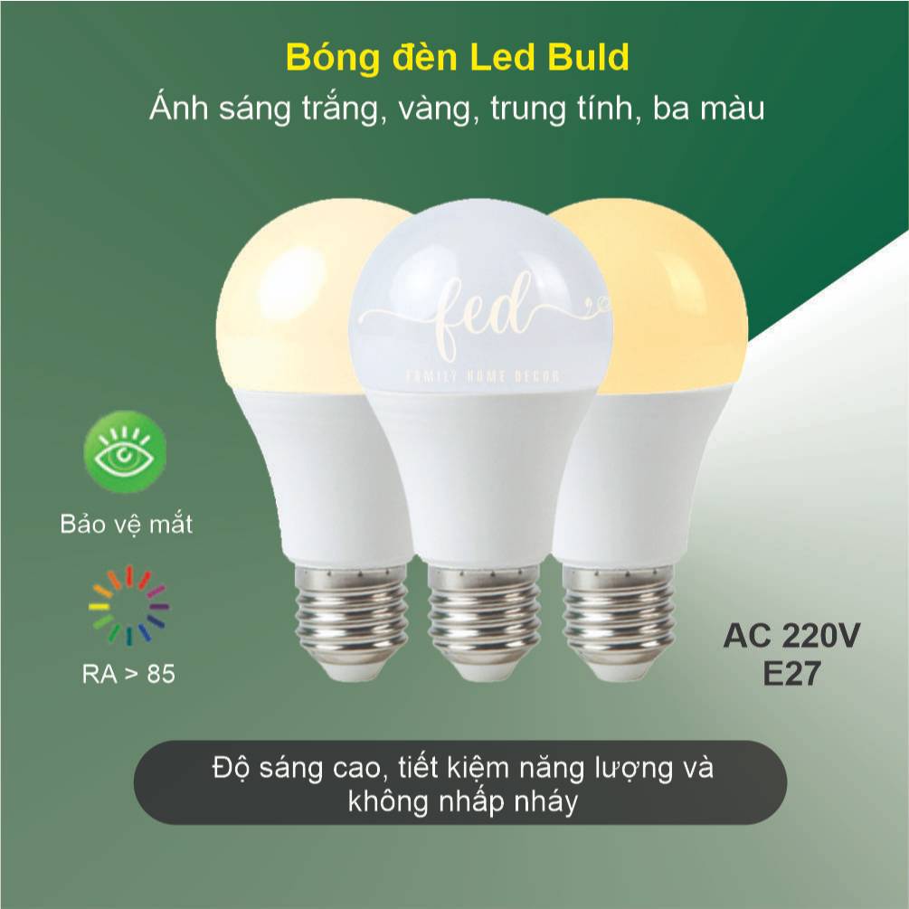 Bóng đèn Led Buld tròn 3W 5W 7W 9W 12W 15W AC 220V đui E27 ánh sáng ...
