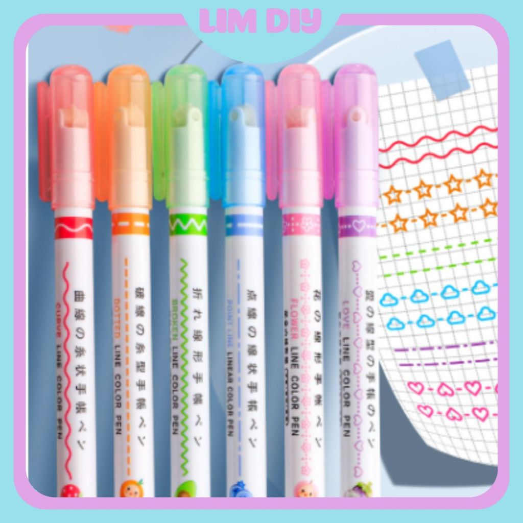 Bộ 3/6 bộ bút highlight đầu lăn, in hình dùng trang trí sổ, đánh dấu ...