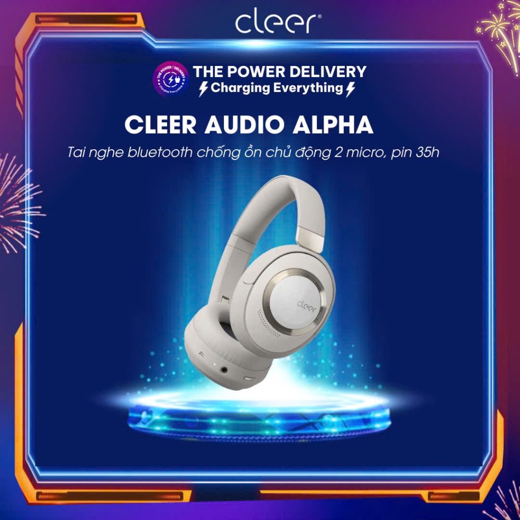Tai nghe Bluetooth chống ồn chủ động Cleer Audio Alpha với 2 micro, cảm ứng, pin 35h, Dirac ...