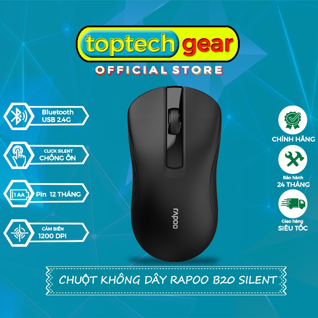 Chuột máy tính không dây RAPOO B20 silent Bluetooth / Wireless USB 2.4GHz | Shopee Việt Nam