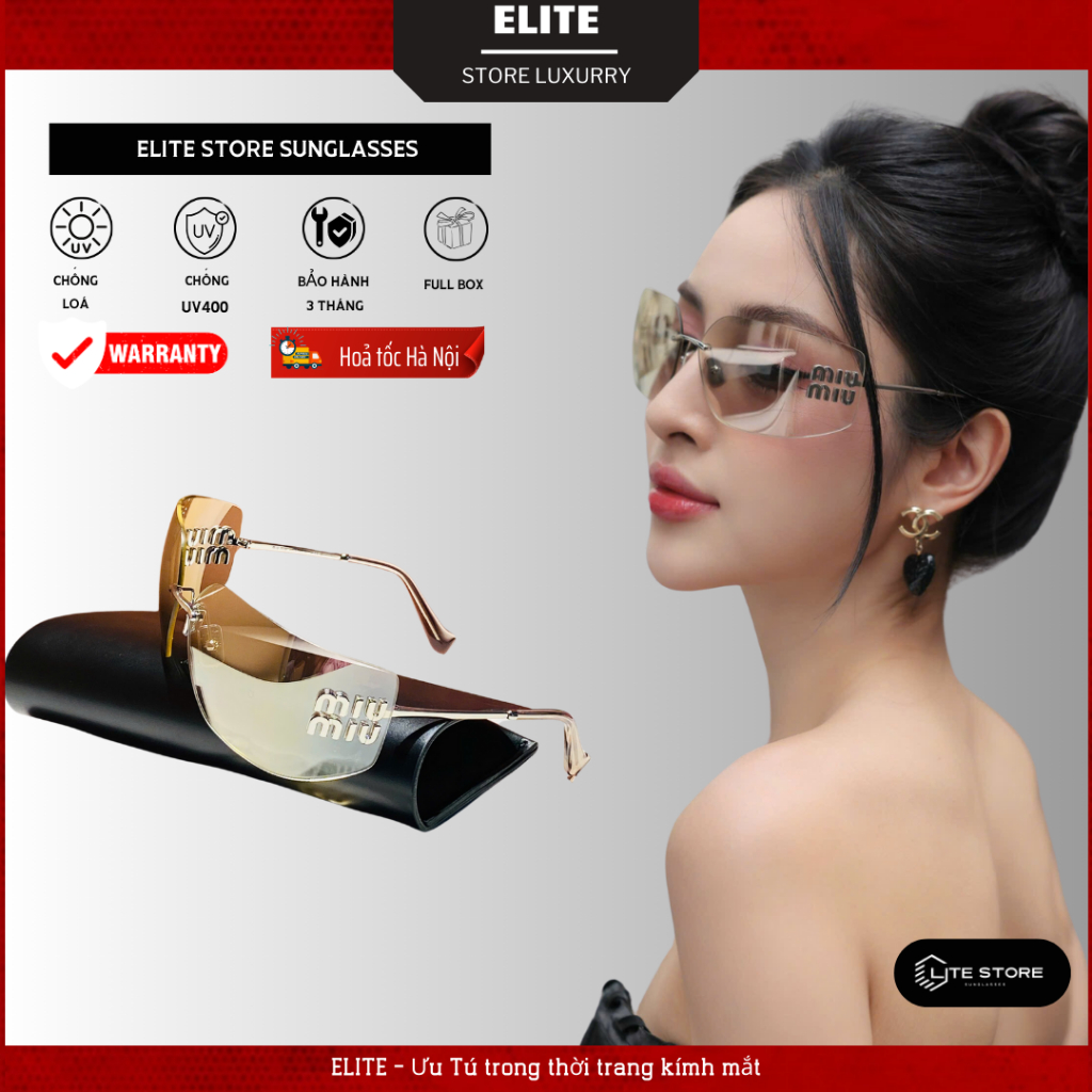[HÀNG CHÍNH HÃNG] KÍNH Thời trang MIU2 không viền sang chảnh, đeo nhẹ nhàng , ôm mặt, chuẩn bản ...