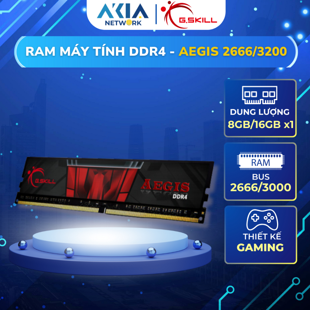 Ram máy tính G.Skill Aegis DDR4 8GB/16GB 2666/3200 chính hãng - Bảo ...