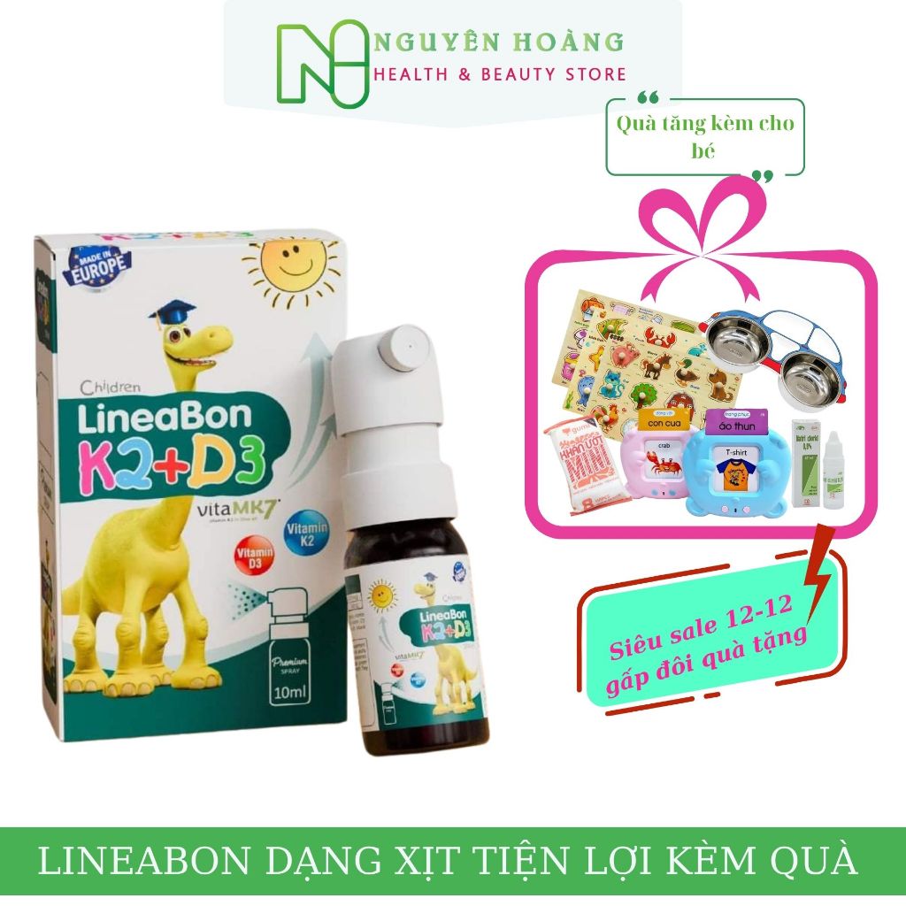 Lineabon vitamin D3 K2 dạng xịt tăng chiều cao cho bé, giúp xương răng ...