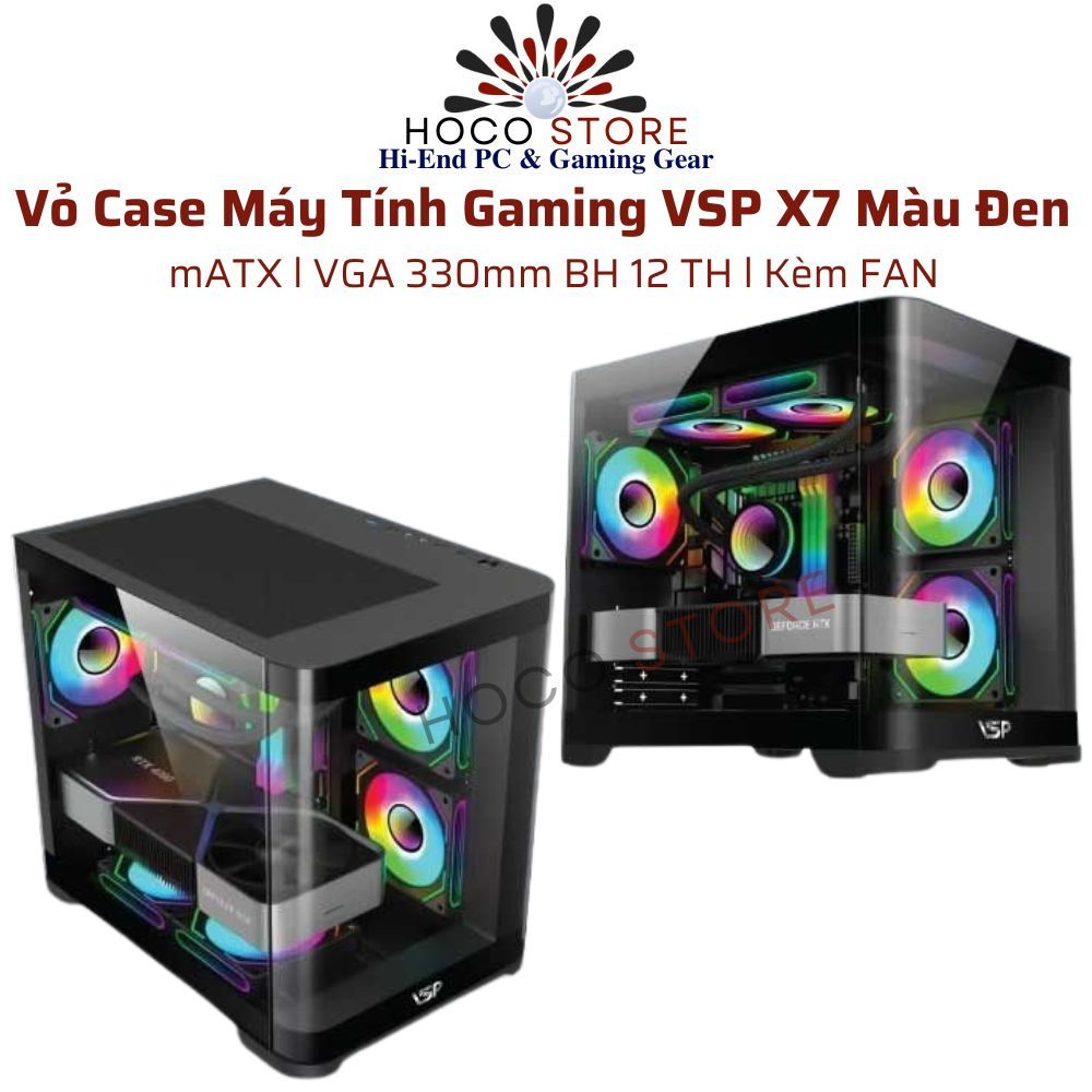 Vỏ Case Máy Tính Gaming VSP X7 Màu Đen Kèm FAN LED l mATX l VGA 330mm l BH 12 TH l Hoco Store PC ...