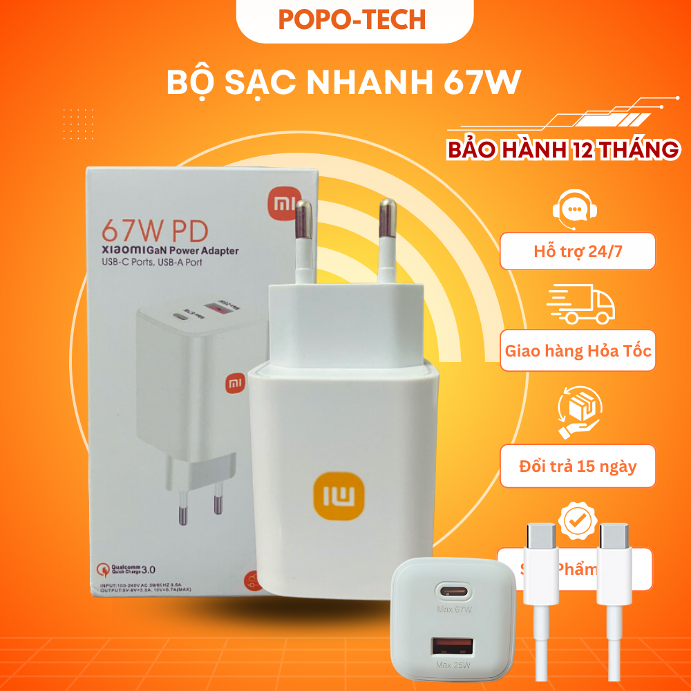 Bộ Củ Sạc Nhanh PD 67W Đa Năng 1PD 67W + 1USB 25W chính hãng sạc không nóng | Shopee Việt Nam