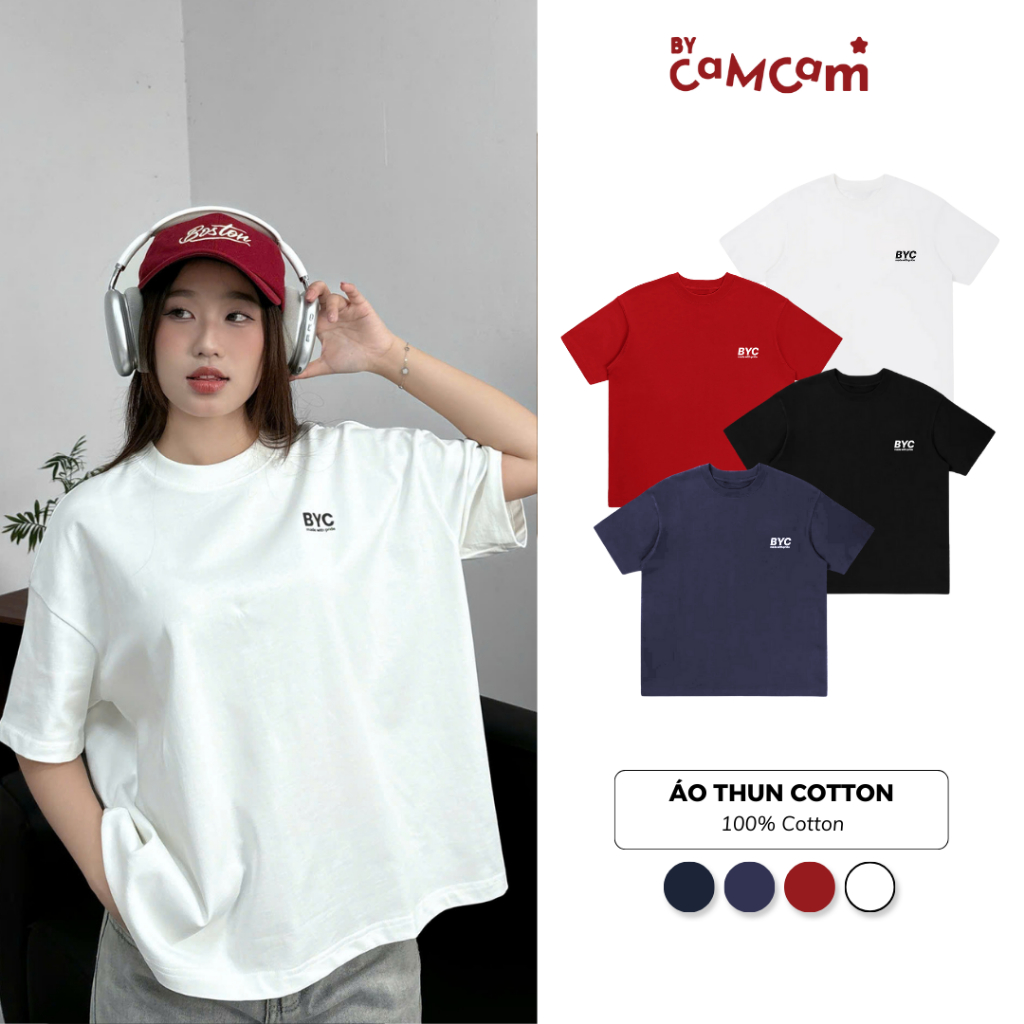 Áo Thun Boxy Collection 𝑩𝒚𝒄𝒂𝒎𝒄𝒂𝒎 Cotton Đứng Form Basic Collection Nam ...