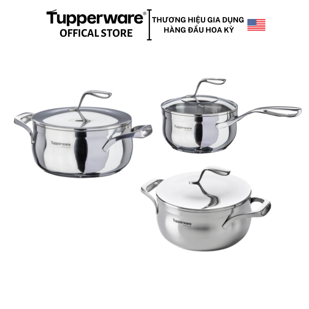 Nồi Tupperware Mastro Stockpot Nắp Kim Loại/ Saucepan Nắp Kính nhiều ...