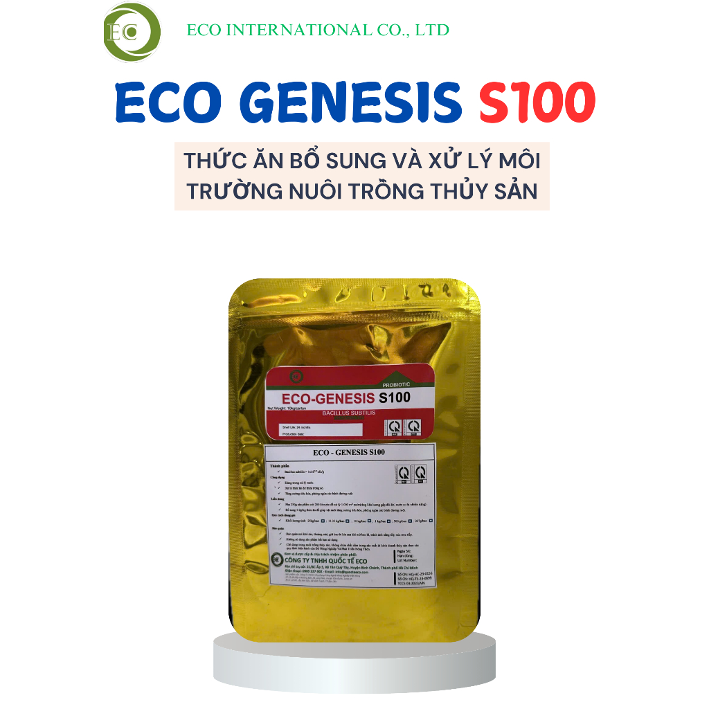 ECO GENESIS S100, thức ăn bổ sung và xử lý môi trường thủy sản (500g ...