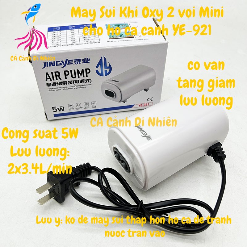 Máy sủi khí oxy MINI 2 vòi 5W JINGYE YE-921 cho hồ cá máy oxy YE921 | Shopee Việt Nam