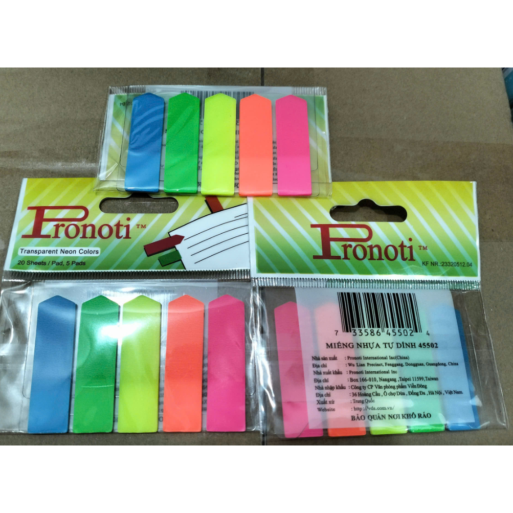 [ xấp 100 tờ] Giấy note 5 màu nhựa PRONOTI (mũi tên) - Note màu nhựa 5 ...