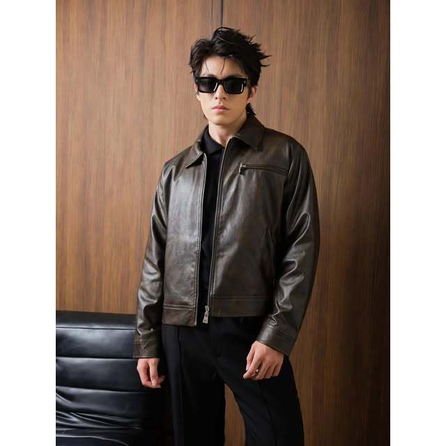 Brown Patina Leather Jacket áo khoác da By WAGG Limited BST Fall-Winter ...