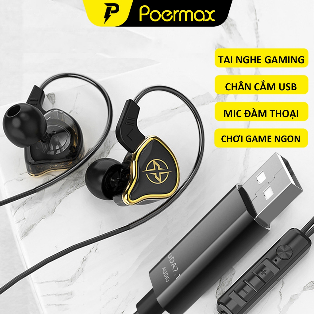 Tai nghe có dây dài 2.5m dành riêng cho máy tính PC và laptop-Poermax UT01 | Shopee Việt Nam