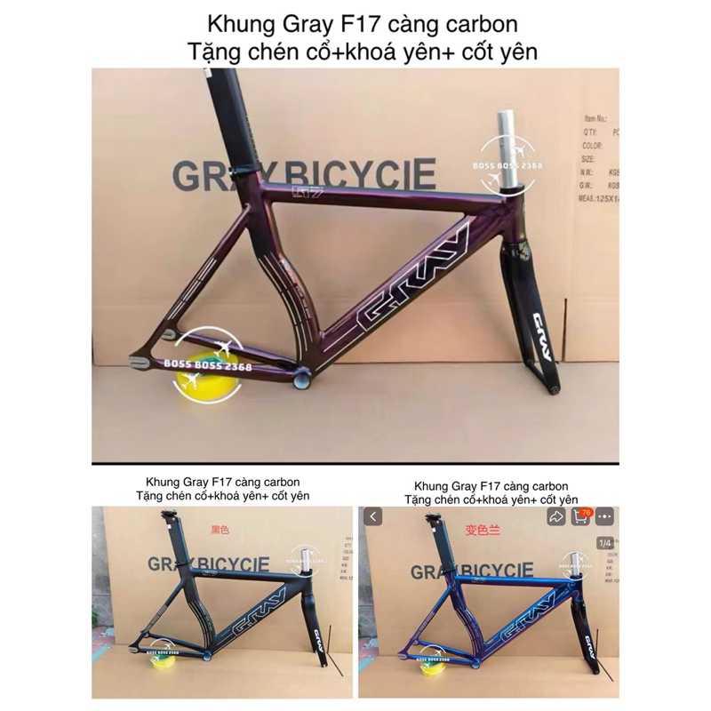 fixed gear khung Gray F17 ( tặng chén cổ , cốt yên, khoá yên) | Shopee ...