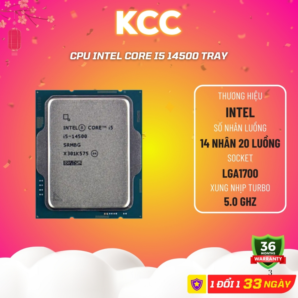 CPU Intel Core i5 14500 TRAY No Fan 14 Nhân 20 Luồng - Bảo Hành 36 ...