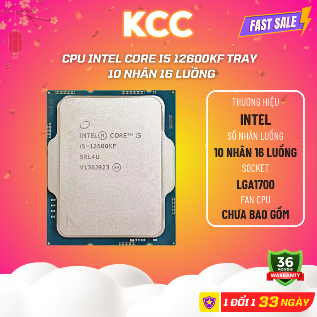 CPU Intel Core i5 12600KF Tray (4.90GHz, 10 Nhân 16 Luồng, 20M Cache ...