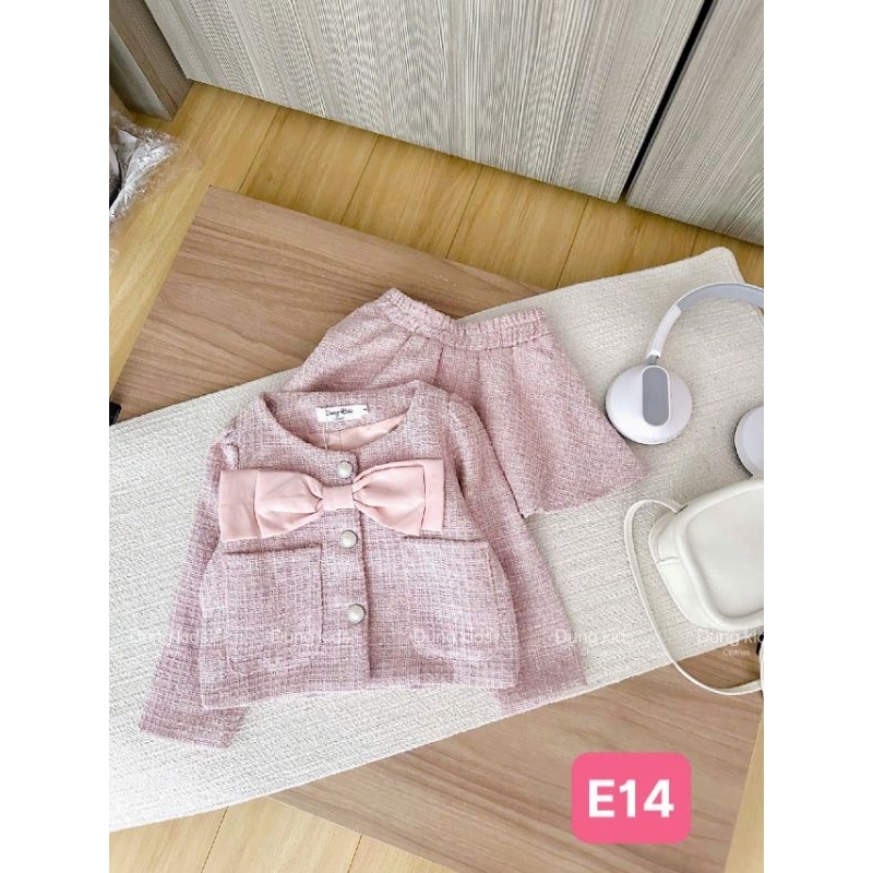 Set Dạ Hồng Khuy Ngọc Túi, Nơ to, Chân váy xòe tiểu thư cho bé | Shopee Việt Nam