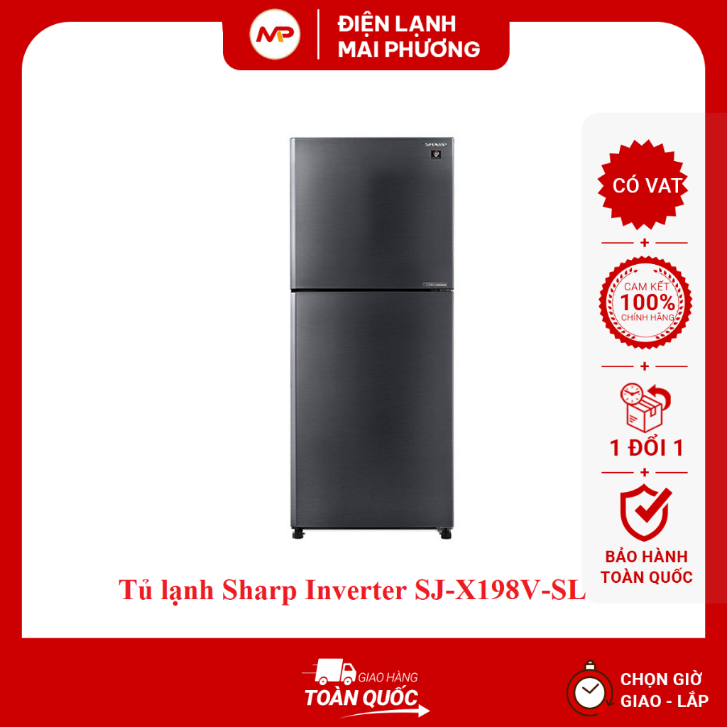 Tủ lạnh Sharp Inverter 181 lít SJ-X198V-SL - (Bảo hành 24 tháng toàn ...