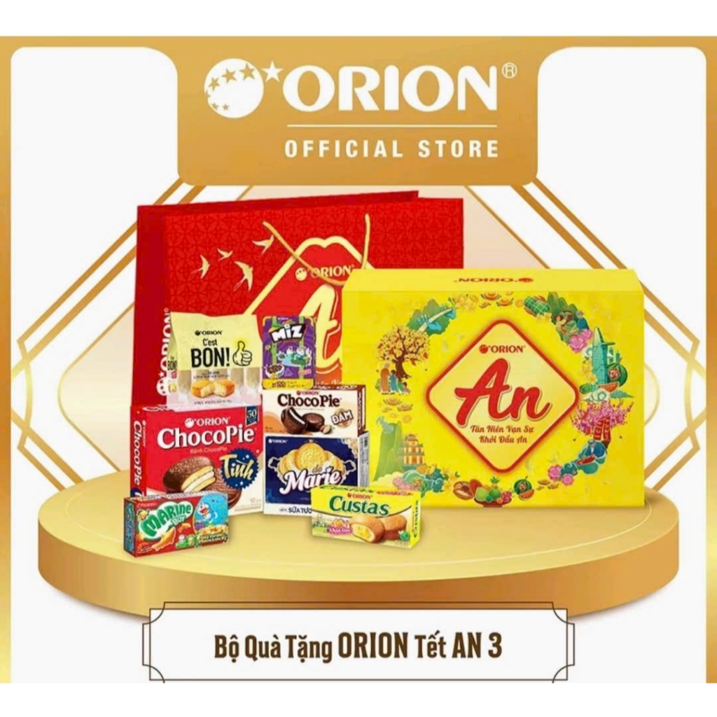 Bộ Quà Tết Orion An Tài Lộc 3 Tết 2025 (Hộp 8 sản phẩm 1359,3g, kèm túi ...