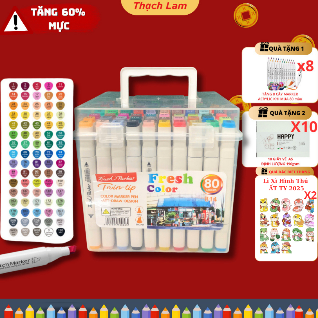 Hỏa tốc Tặng Nhiều Qùa Bút Màu Marker Touch PARKER 48/60/80 Cây Chuyên ...
