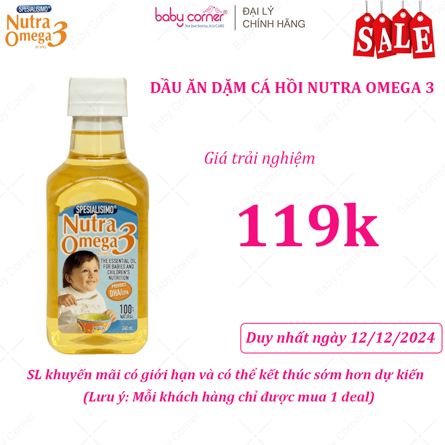 [HSD T5/2026] Dầu Ăn Dặm Cá Hồi Nutra Omega 3, 240ML Cho Bé 7M+ | Shopee Việt Nam
