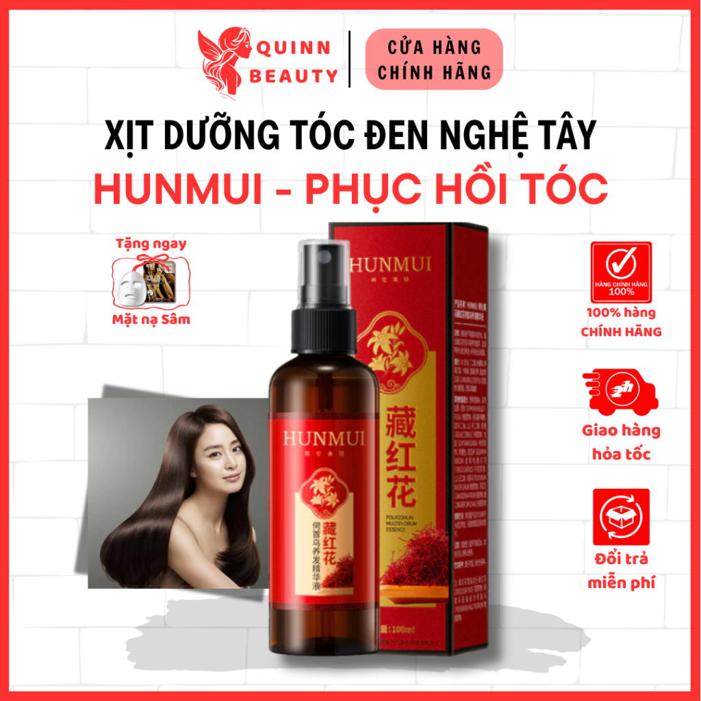 Xịt dưỡng tóc đen nghệ tây HUNMUI - Giúp phục hồi tóc hư tổn cải thiện ...