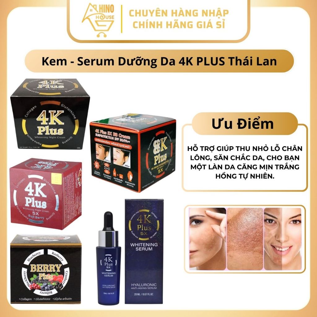 Kem - Serum Dưỡng Da 4K PLUS Whitening Night Cream 20g Thái Lan Dưỡng ...