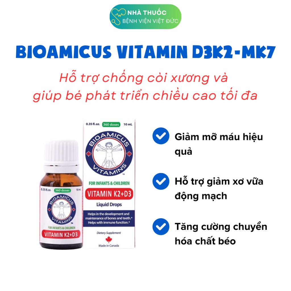 Vitamin D3K2 MK7 BioAmicus Hỗ Trợ Phát Triển Chiều Cao Và Ngăn Ngừa Còi ...